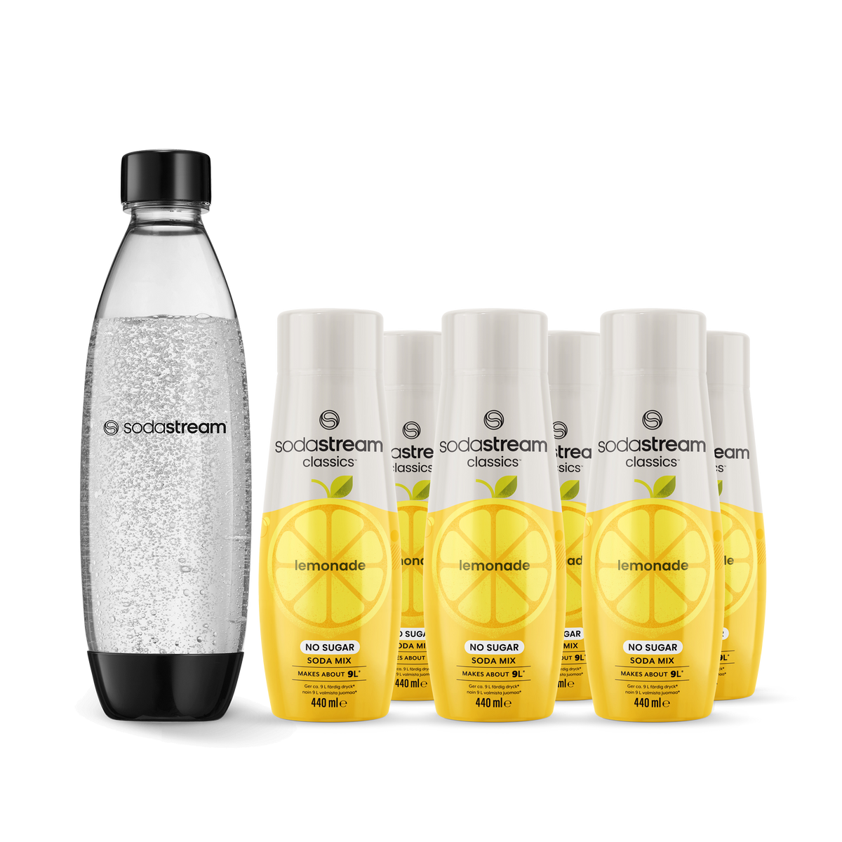 SodaStream 6-pack Lemonade Sirup Smak + 1L Fuse Flaske – SodaStream Norge