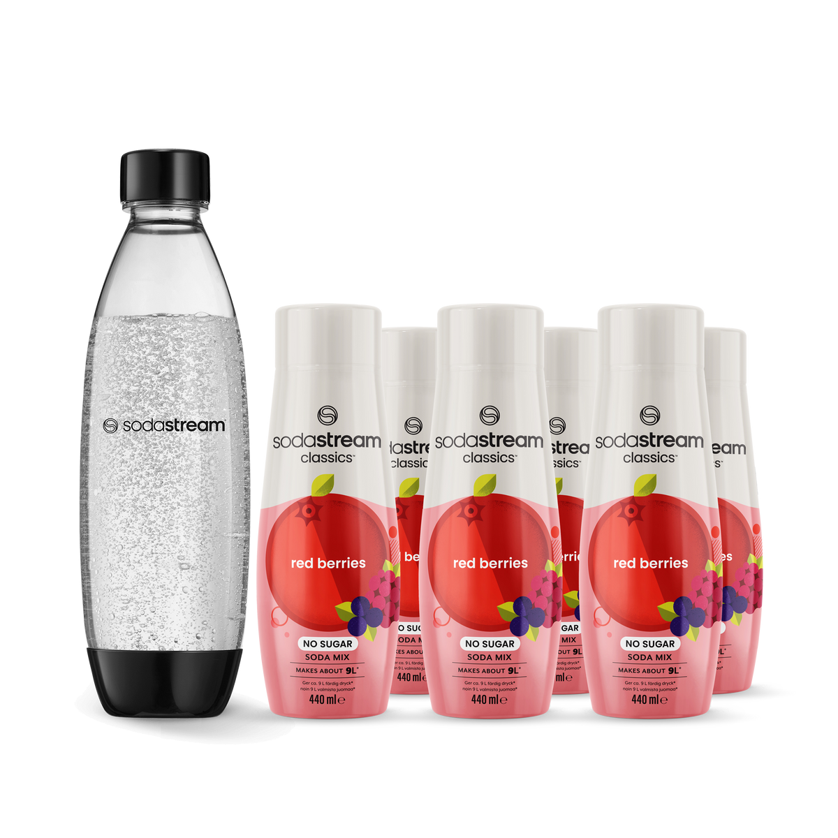SodaStream 6-pack Red Berries Sirup Smak + 1L Fuse Flaske – SodaStream ...